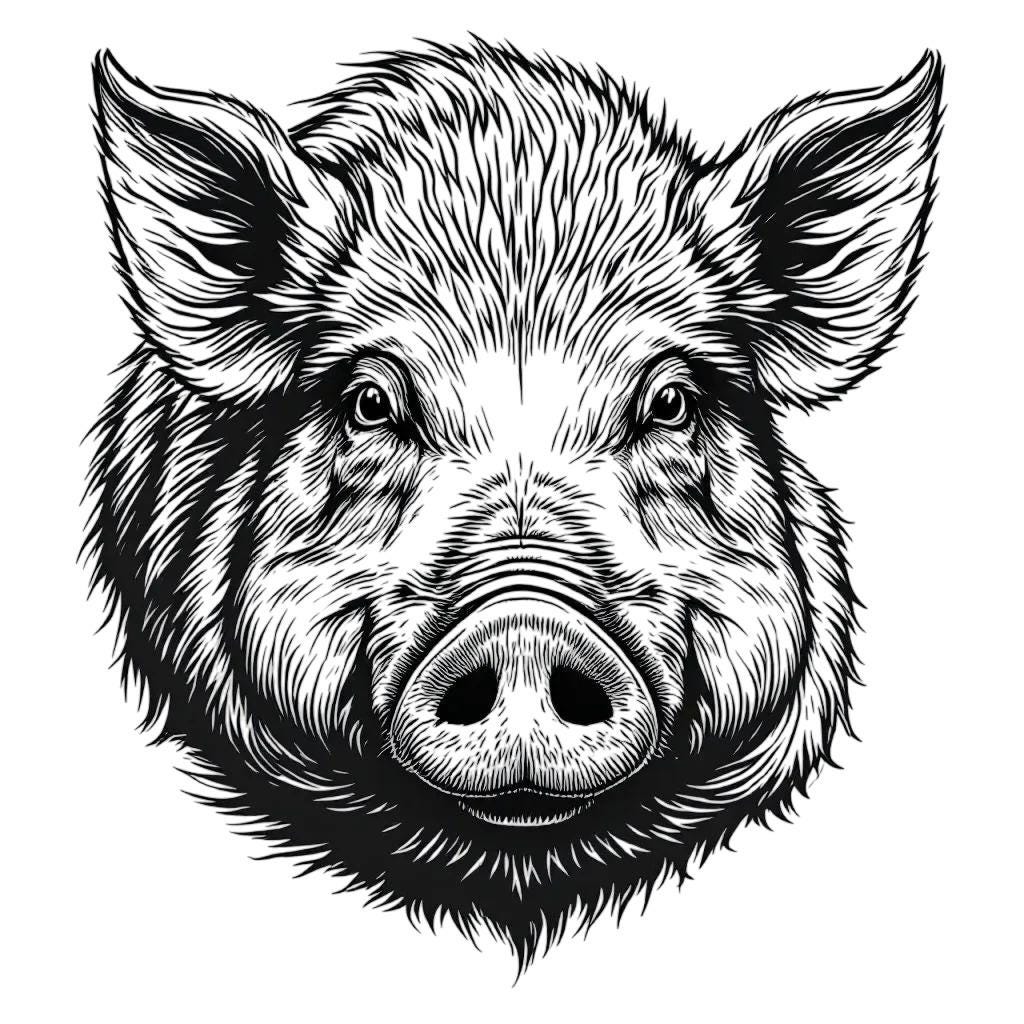 Pig Hog Head Portrait Art SVG / PNG / JPG Clipart - Free Commercial Use ...