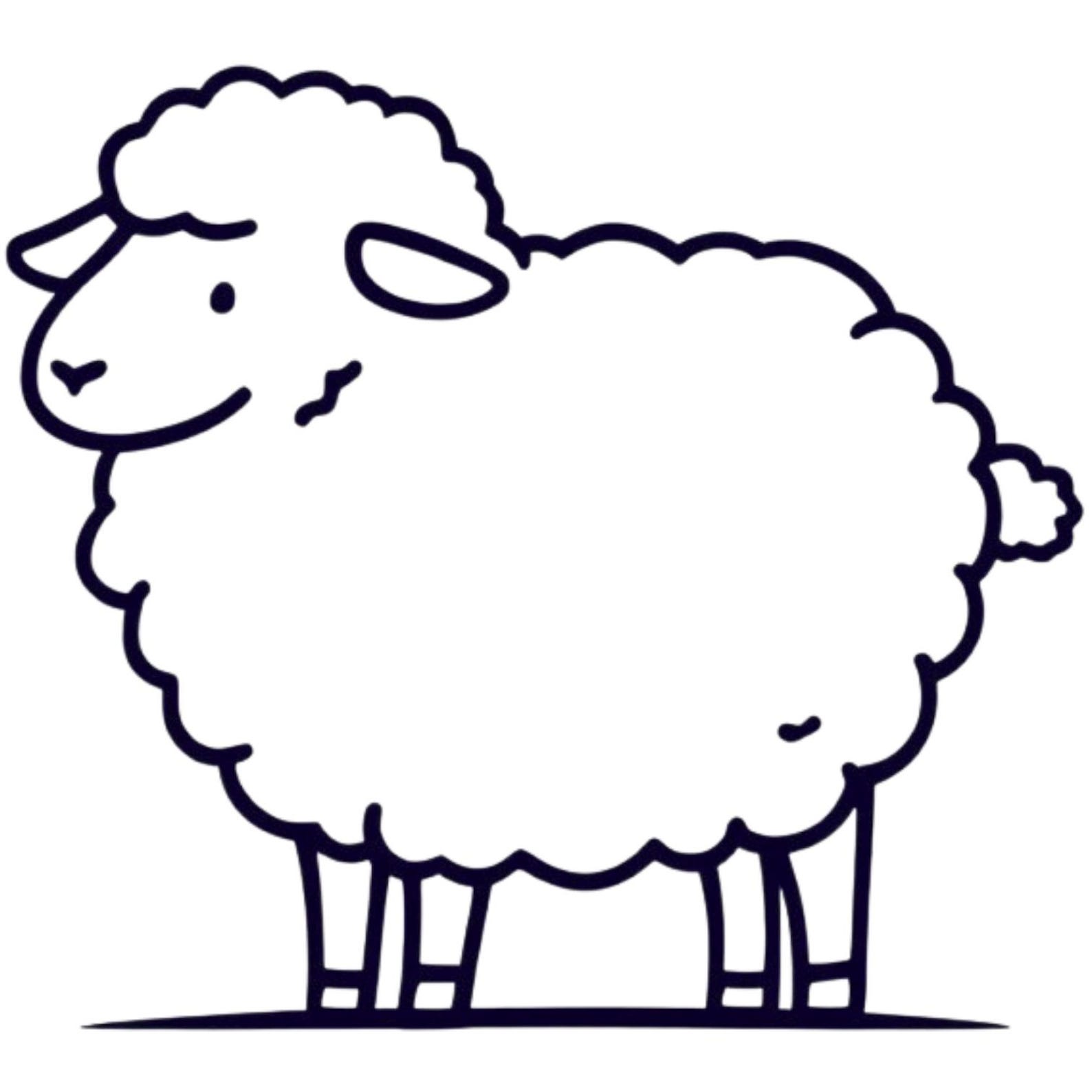 Sheep Cartoon Design Simple Art Kids SVG / PNG / JPG Clipart - Free ...