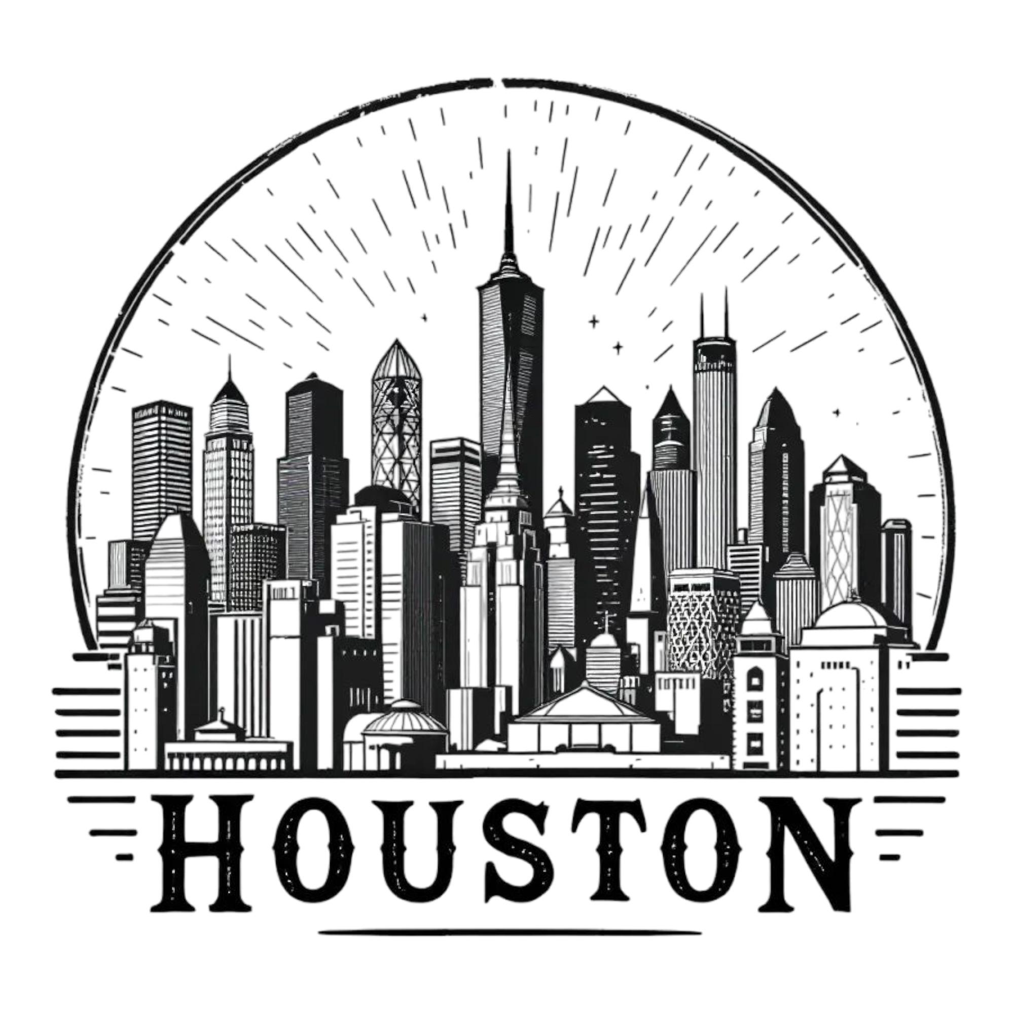Houston City Skyline Black & White Art SVG / PNG / JPG Clipart - Free ...