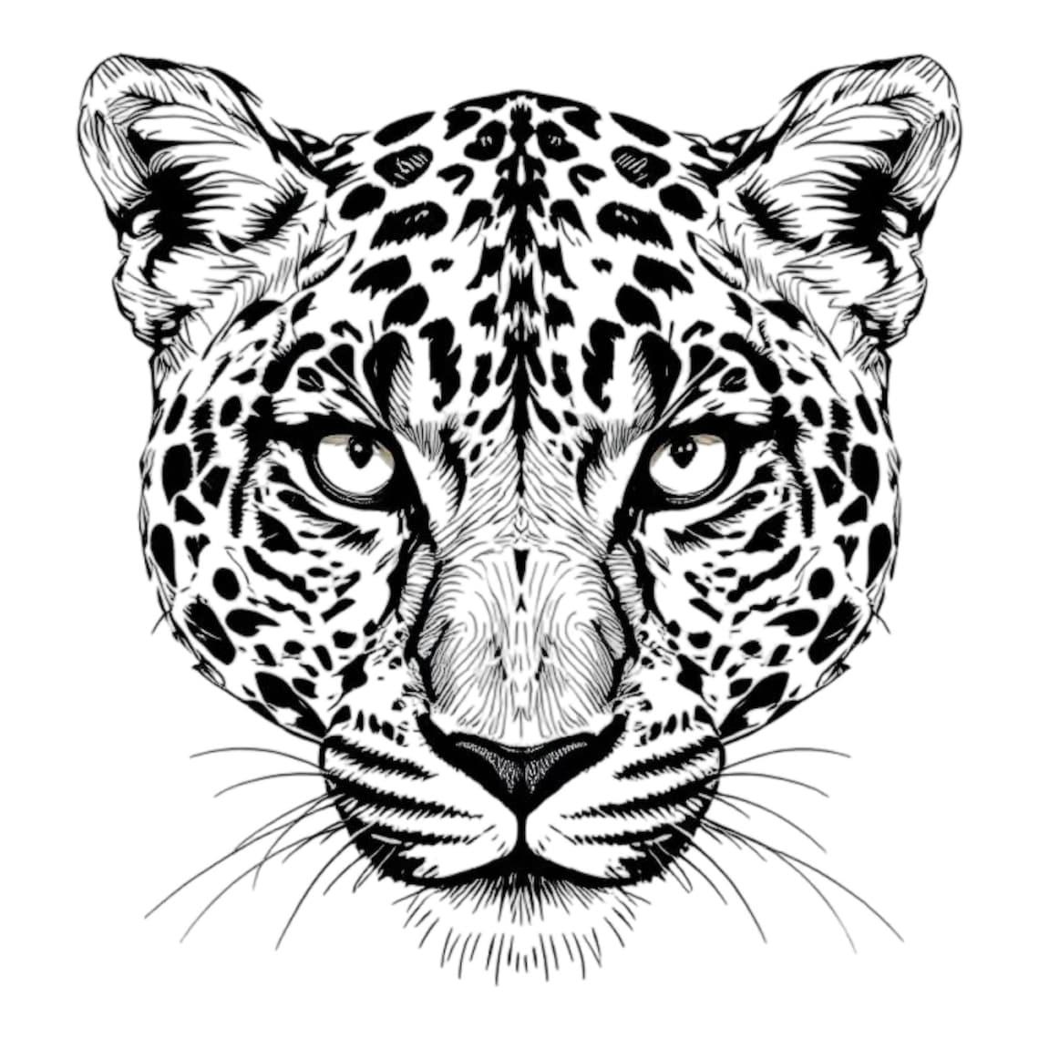 Leopard Head Portrait Black and White SVG / PNG / JPG Clipart - Free ...