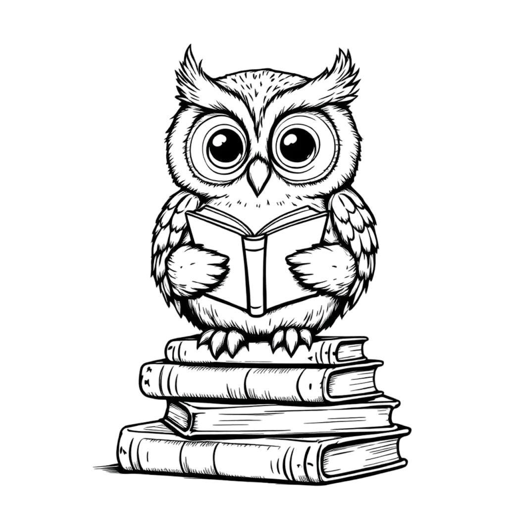 Owl on Books SVG / PNG Clipart - Free Commercial Use - Etsy