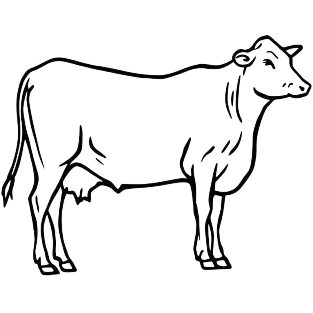 Cow Simple Line Art Kids SVG / PNG / JPG Clipart - Free Commercial Use ...