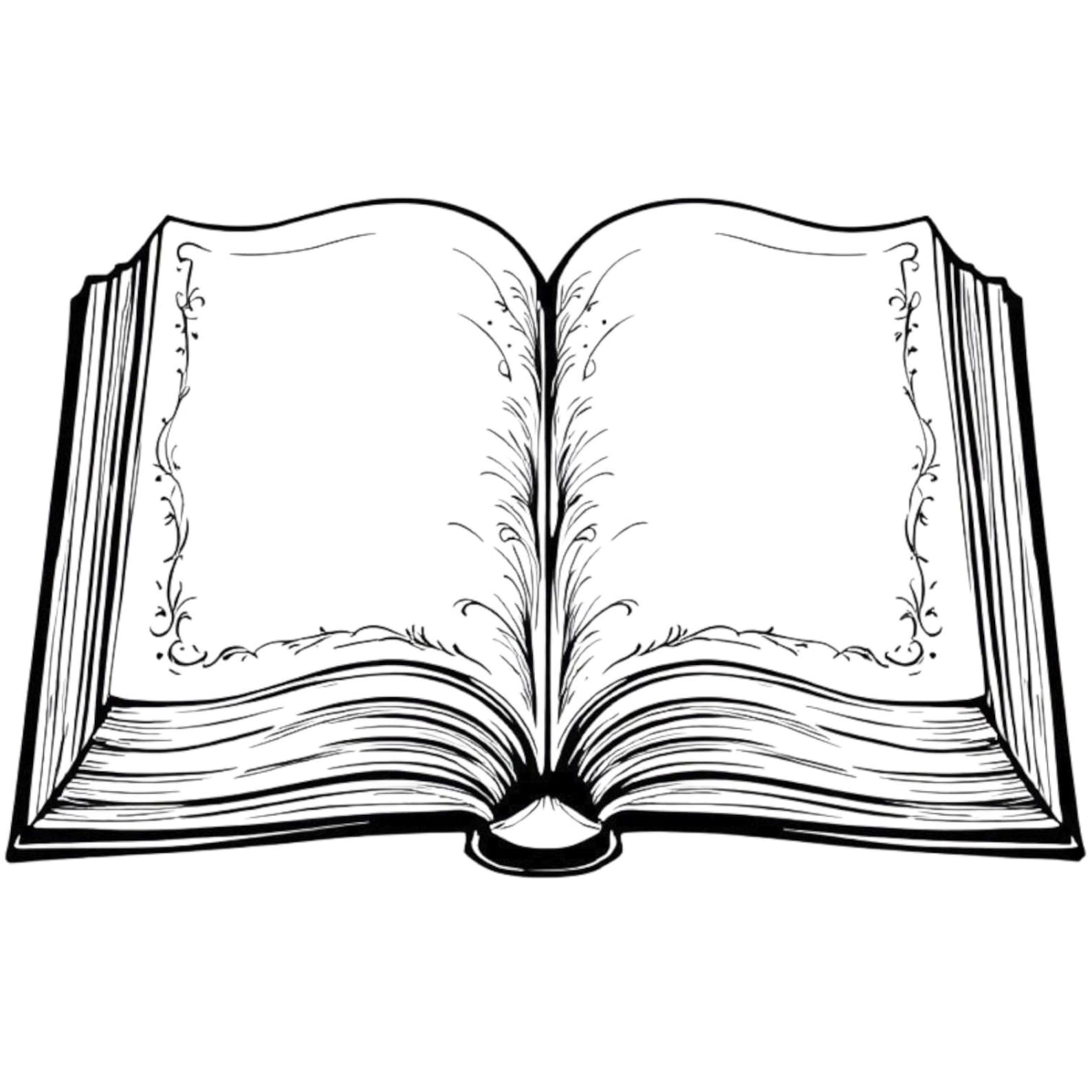 Open Book Simple Reading Art Blank SVG / PNG / JPG Clipart - Free ...