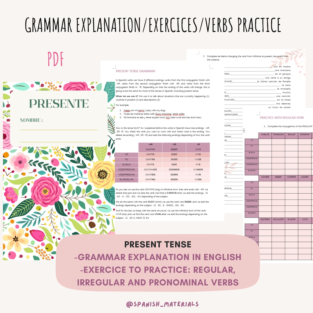 Spanish Present Tense-practice Book - Etsy