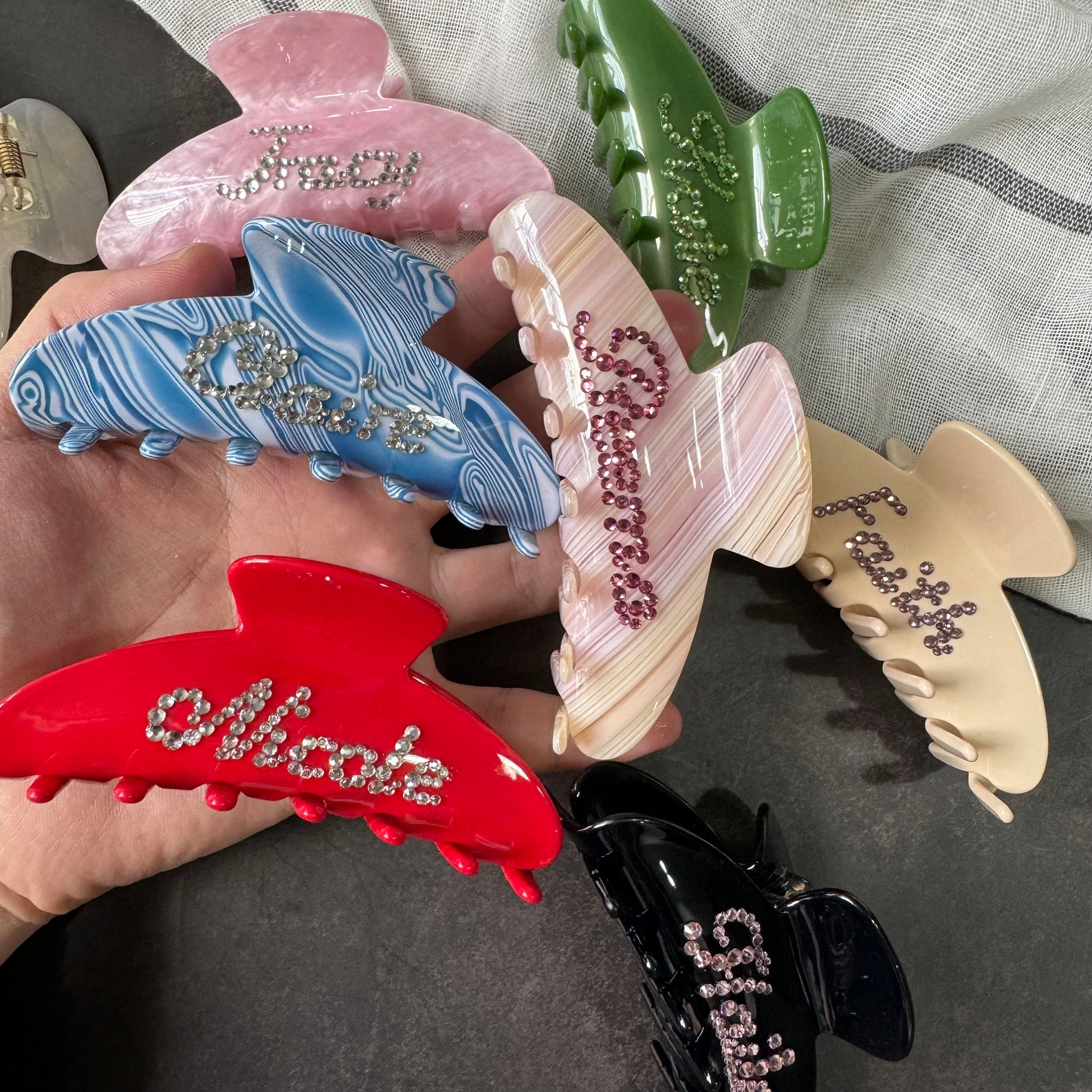 Personalized Rhinestone Name Hair Claw Clips,custom Name Hair Clips - Etsy