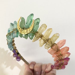 Handmade Crystal Moon Crown,crystal Quartz Tiara,quartz Crown,mermaid ...