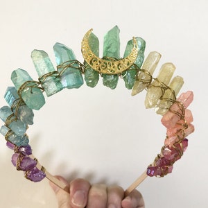 Handmade Crystal Moon Crown,crystal Quartz Tiara,quartz Crown,mermaid ...