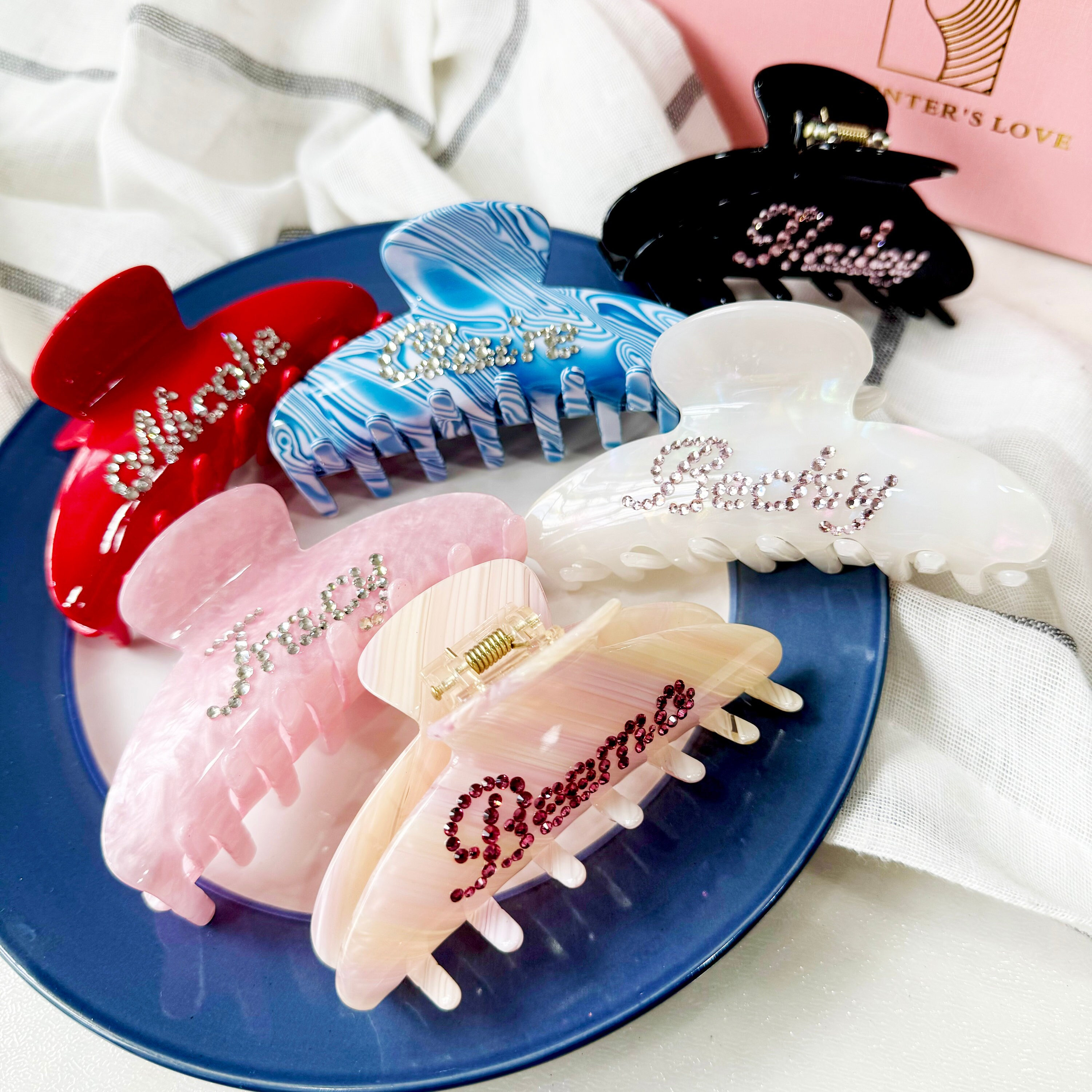 Personalized Rhinestone Name Hair Claw Clips,custom Name Hair Clips - Etsy