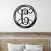 Monogram Metal Wall Art in Hand Drawn Circle, Letter Metal Wall Hanging ...