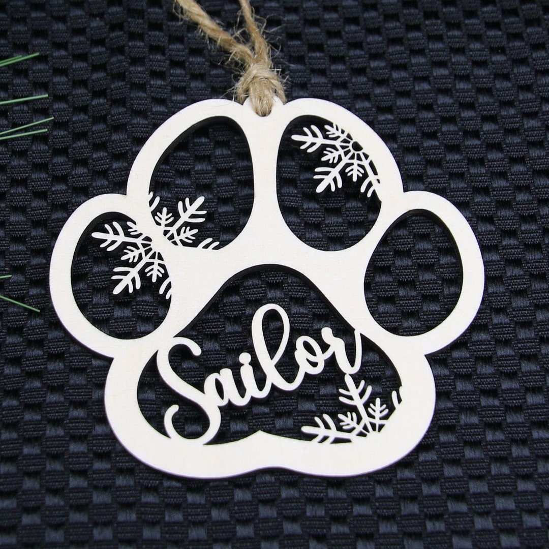 Custom Dog or Cat Paw Print Ornament Personalized With Name, Snowflake Paw Print Christmas ...
