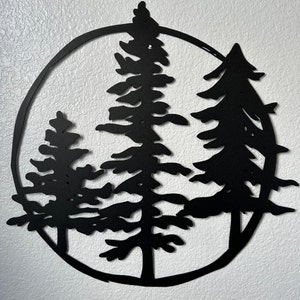 Pine Tree Metal Wall Art for Home or Cabin, Hanging Forest Wall Art to ...