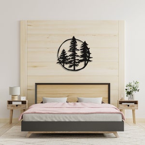 Pine Tree Metal Wall Art for Home or Cabin, Hanging Forest Wall Art to ...