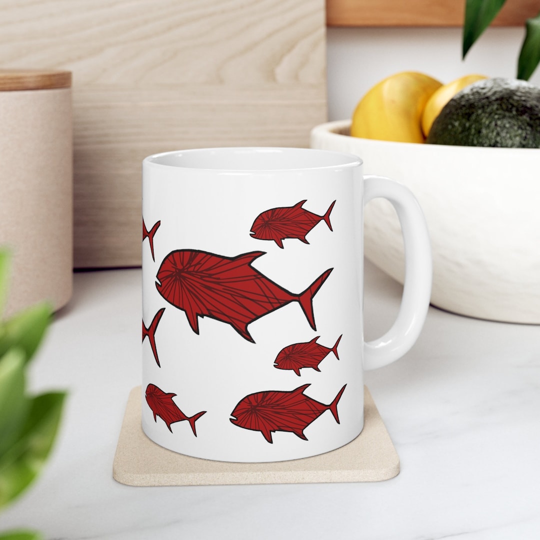 Red Fish Ceramic Mug Hawaii Ulua Coffee Cup Unique Printed Gift - Etsy