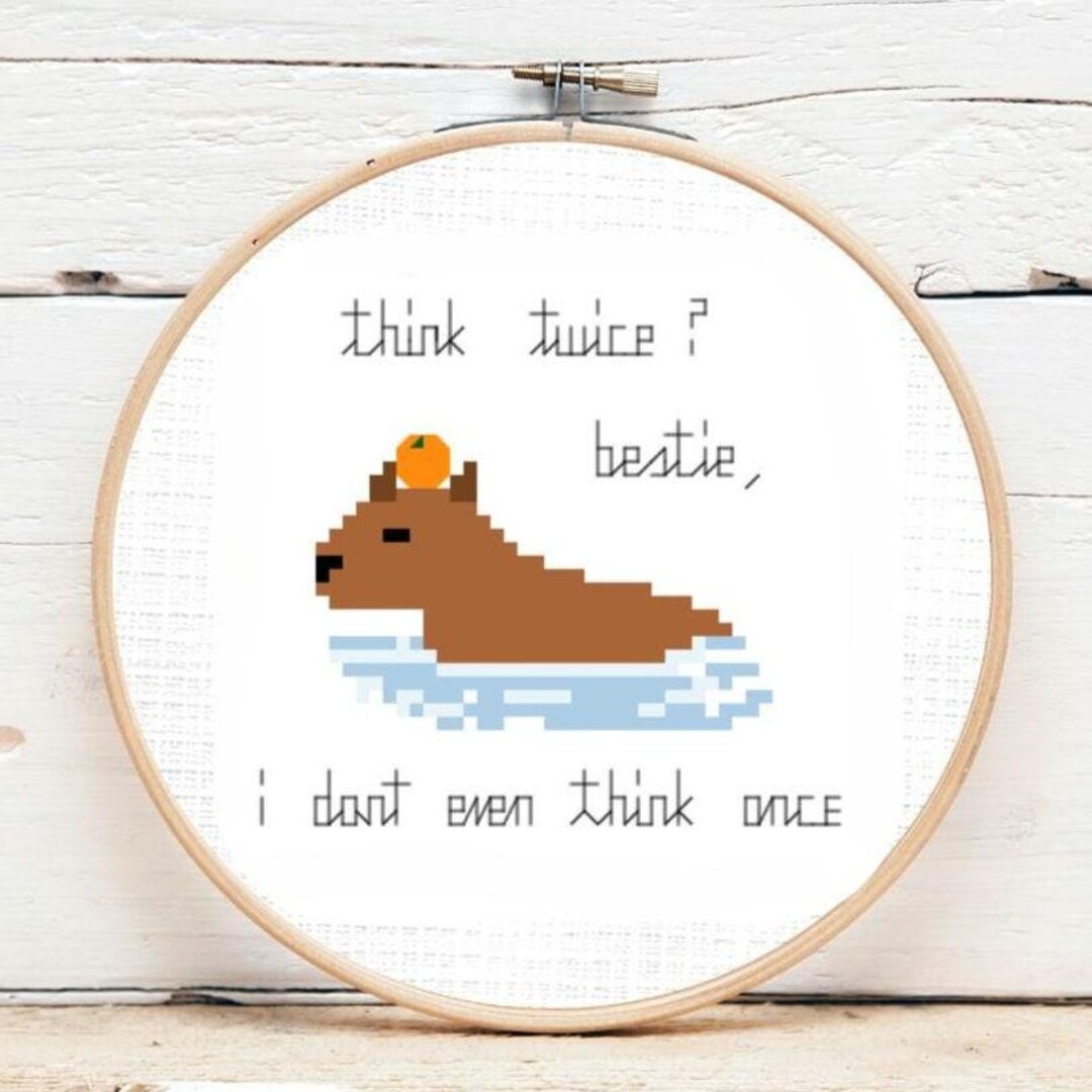 Capybara Think Twice Cross Stitch Pattern - Instant Download PDF - Etsy