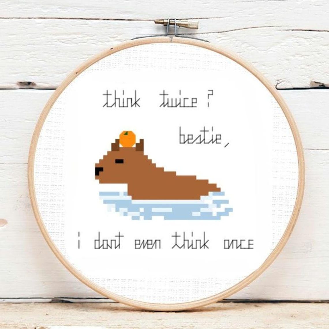 Capybara Think Twice Cross Stitch Pattern - Instant Download PDF - Etsy