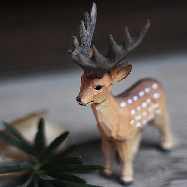 Wooden Deer Statues - Etsy