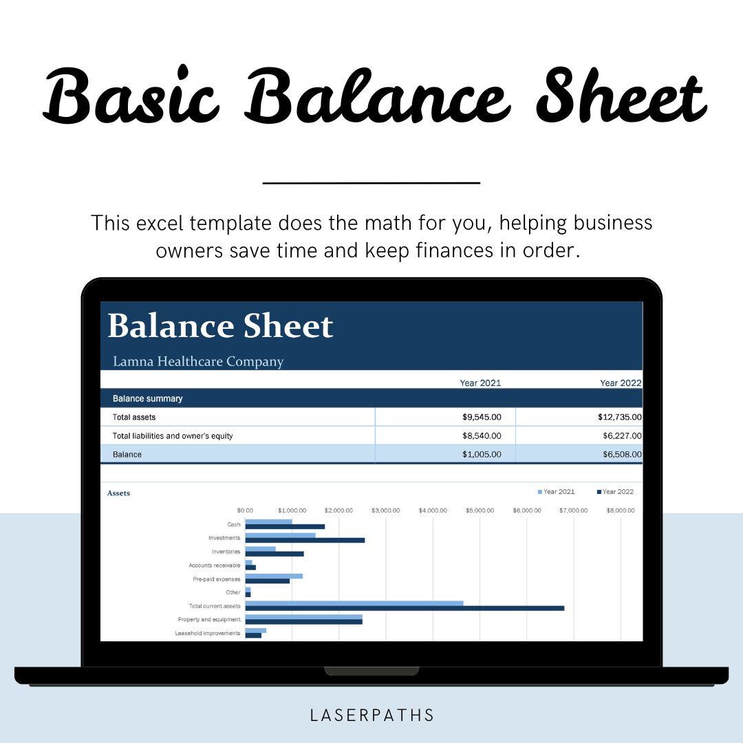Basic Balance Sheet Excel Template - Etsy