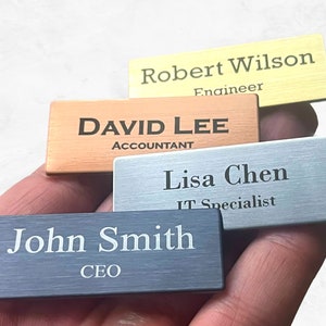 Premium Custom Metal Nametags, With Pin or Magnet Backing, Gold, Rose ...