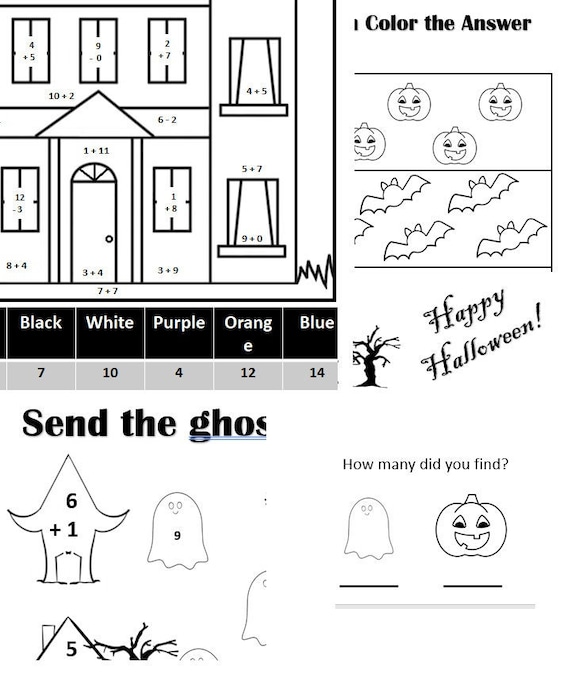 Hojas De Trabajo De Resta De Halloween De Primer Grado Sumas De