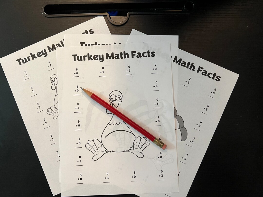 0-9 Addition and Subtraction Turkey Math Facts Worksheets With Answer ...