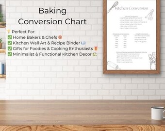 Rustic Baking Measurement Conversion Chart | Kitchen Printable ...