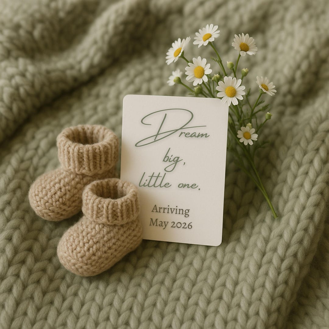 Editable Neutral Pregnancy Announcement Canva Template | Baby Reveal ...