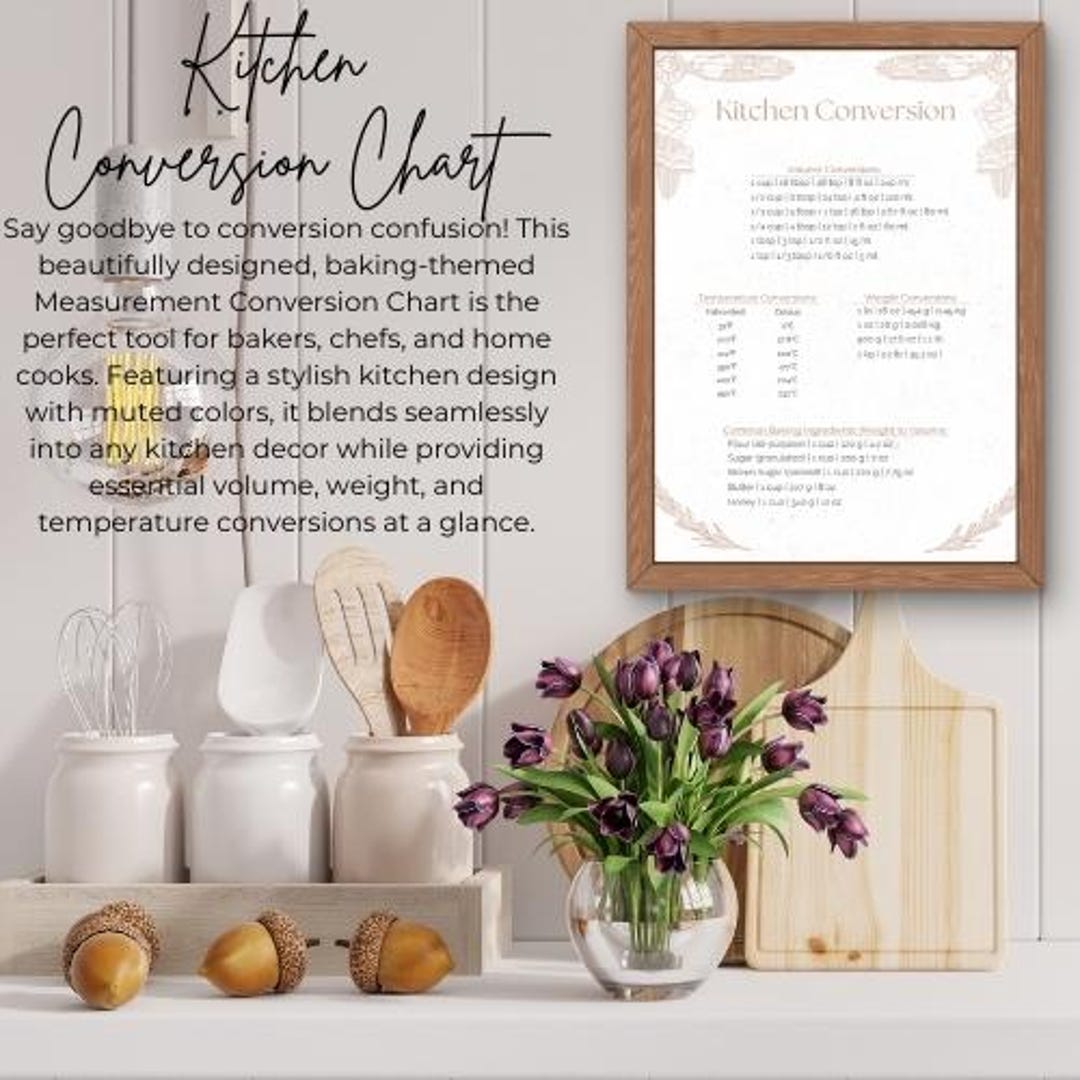 Rustic Baking Measurement Conversion Chart | Kitchen Printable ...