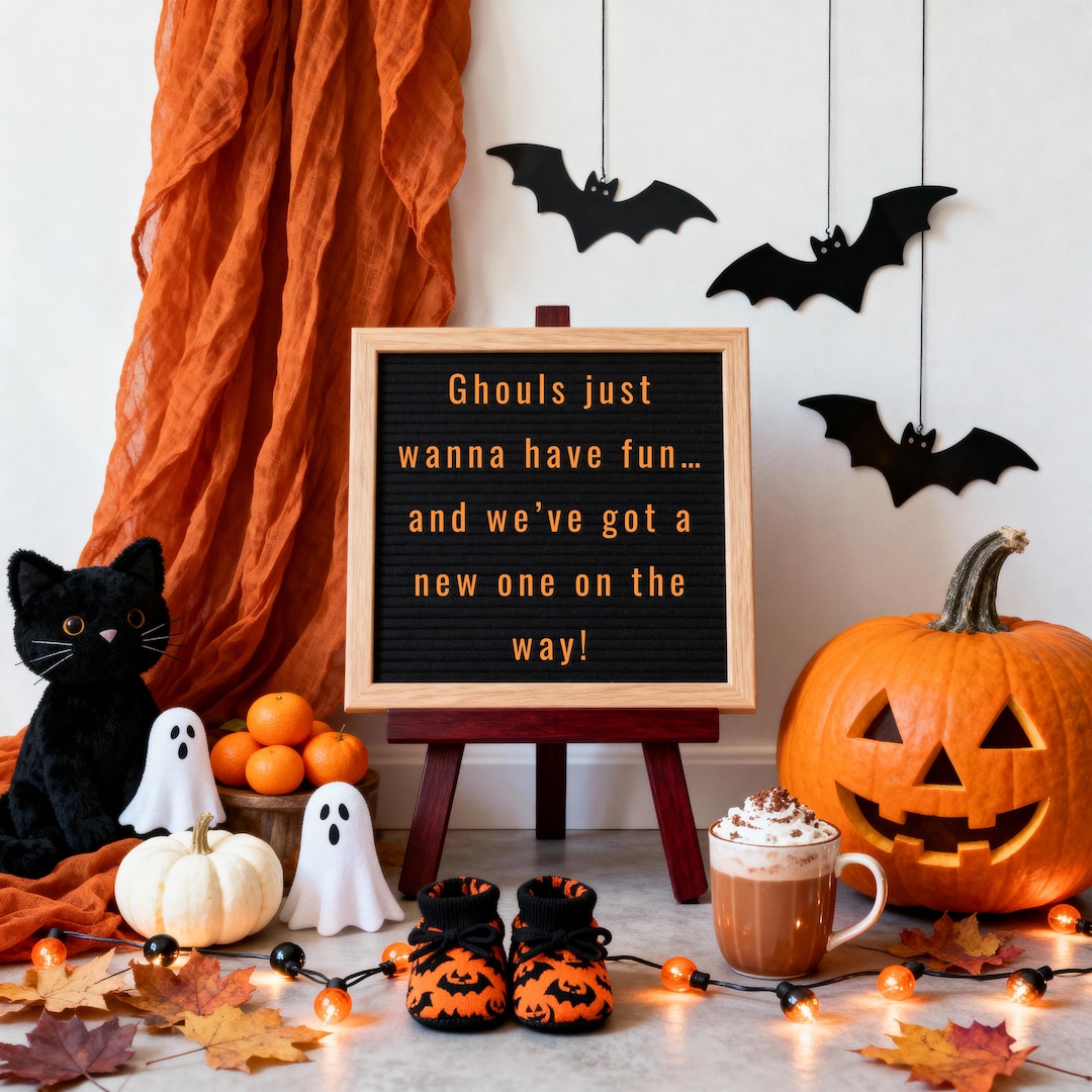 Spooky Cute Pregnancy Announcement | Halloween Baby Reveal Canva ...