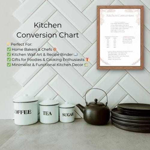 Rustic Baking Measurement Conversion Chart | Kitchen Printable ...