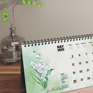 2025 Birth Flower Desk Calendar, Watercolor Flower Illustration ...