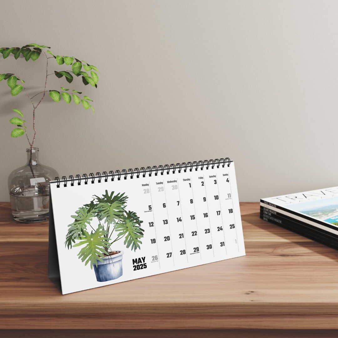Watercolor Houseplant Desktop Calendar, Indoor Plant Illustration ...