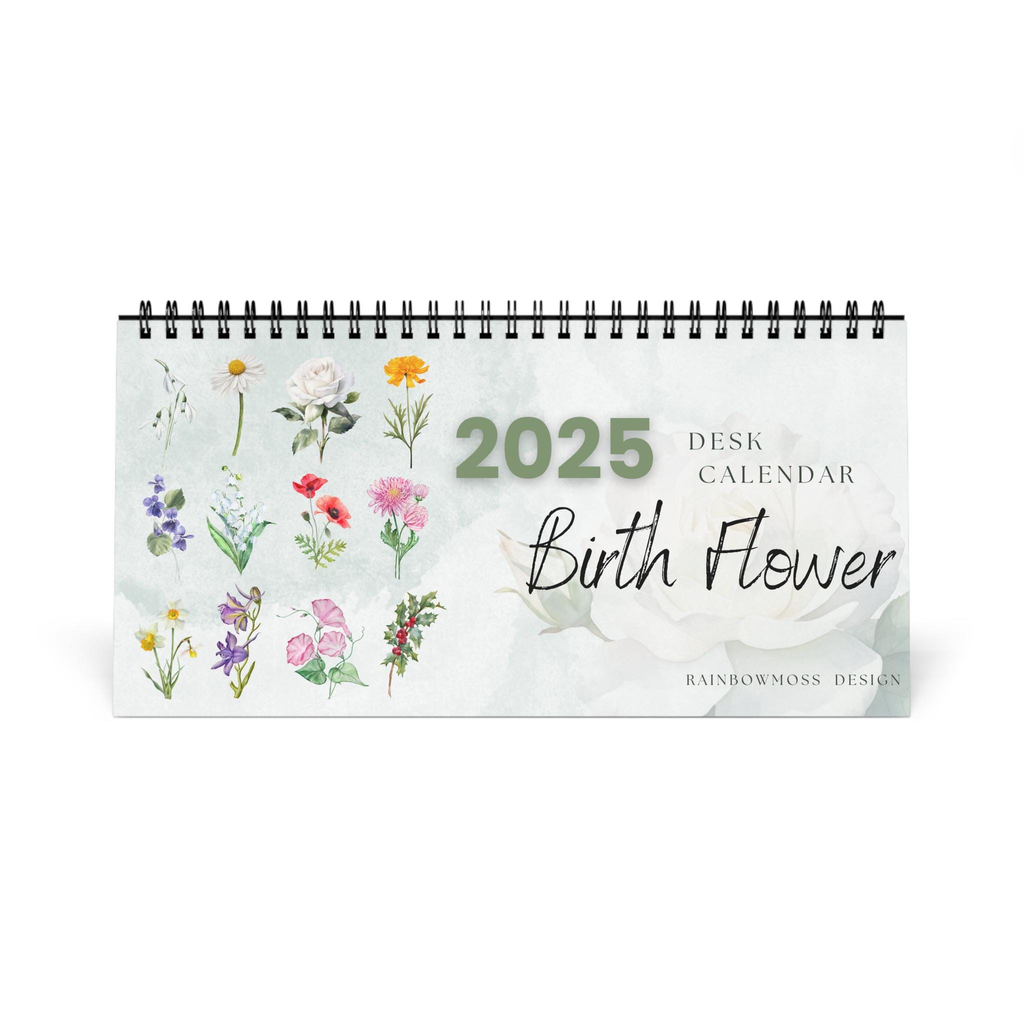 2025 Birth Flower Desk Calendar, Watercolor Flower Illustration ...