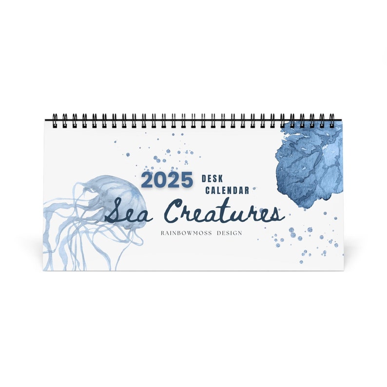 2025 Sea Creatures Desk Calendar, Watercolor Sea Fish Coral Whale ...