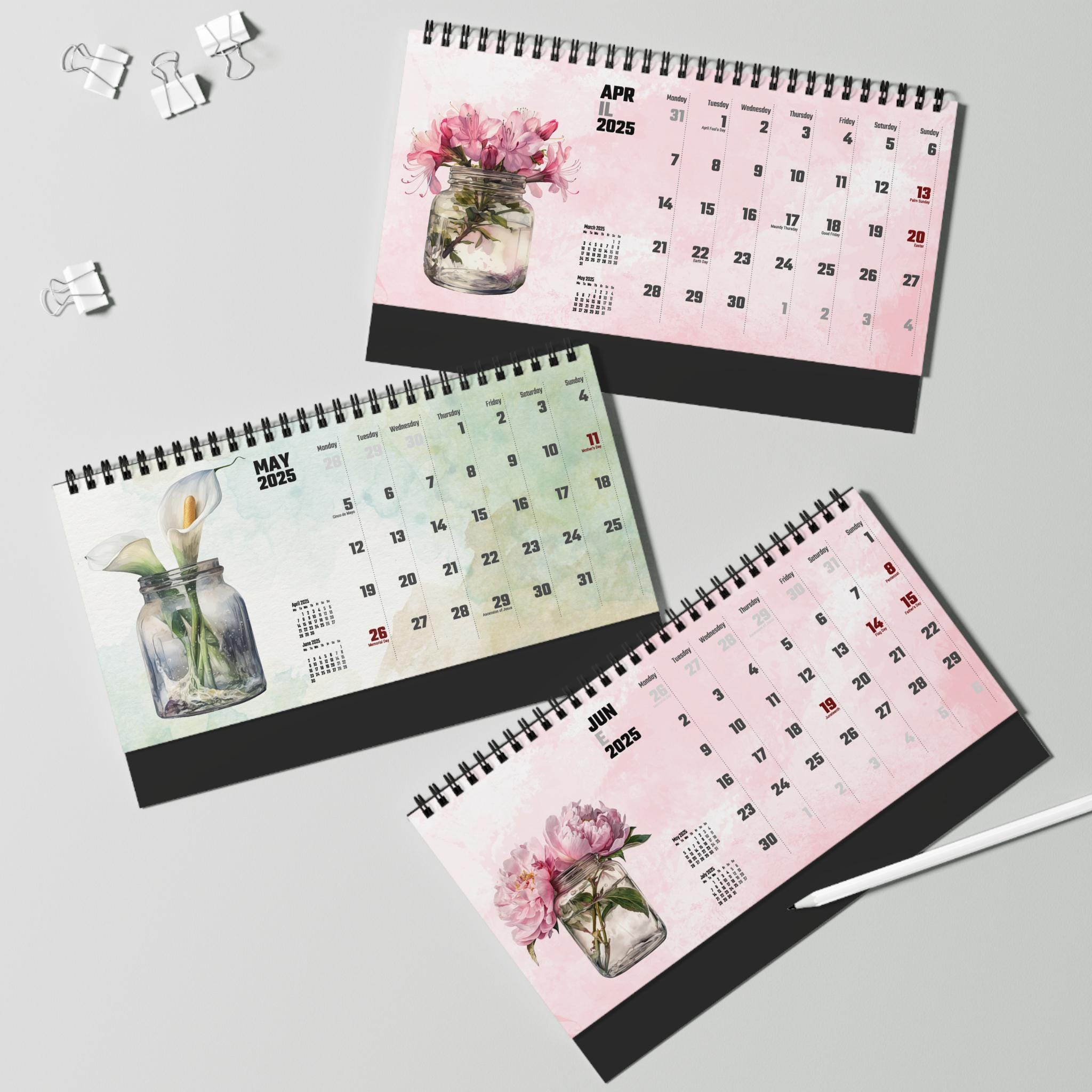 2025 Bouquets in a Jar Desk Calendar, Botanical Design Calendar, New ...
