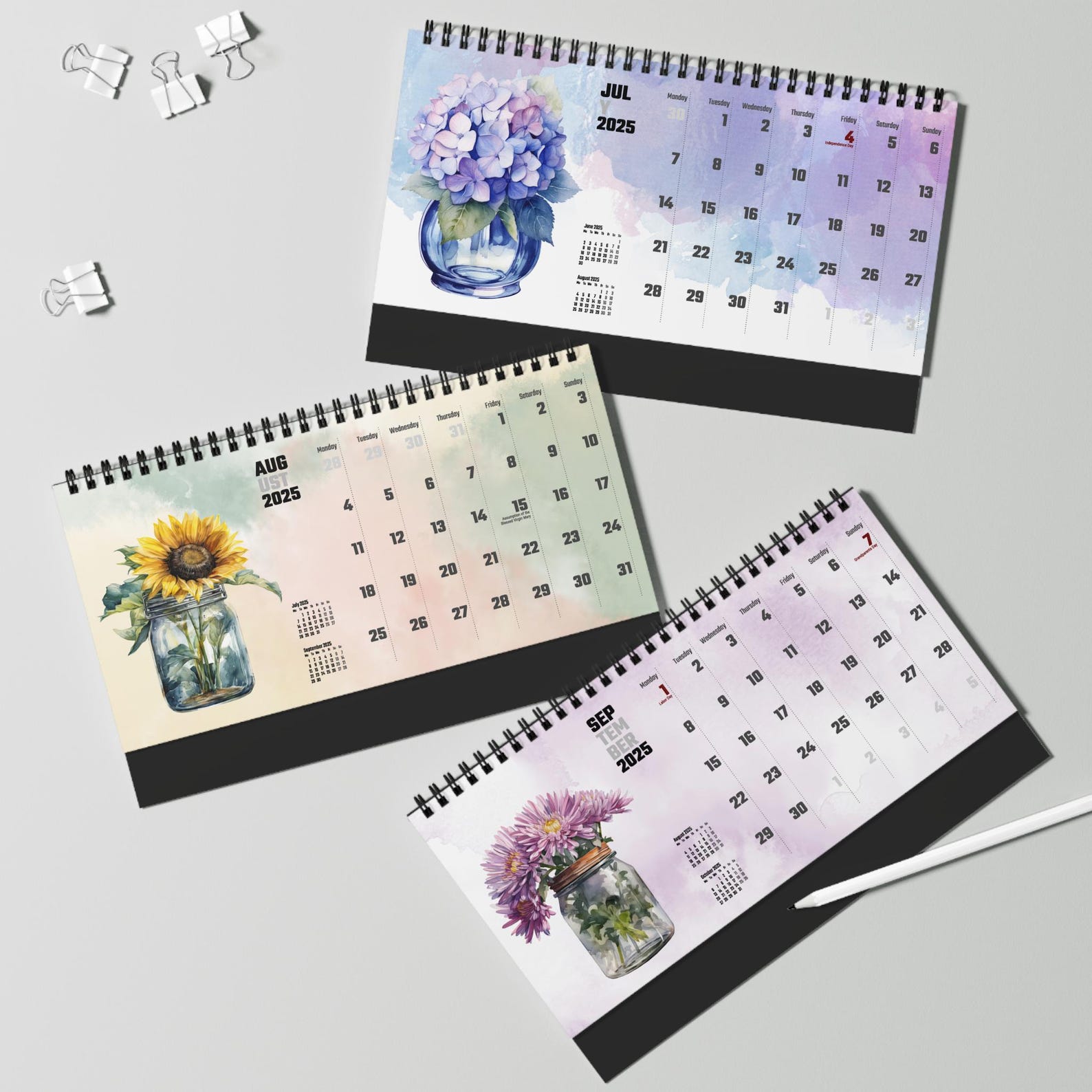 2025 Bouquets in a Jar Desk Calendar, Botanical Design Calendar, New ...
