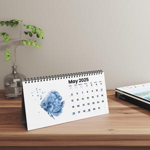 2025 Sea Creatures Desk Calendar, Watercolor Sea Fish Coral Whale ...