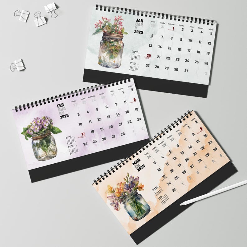 2025 Bouquets in a Jar Desk Calendar, Botanical Design Calendar, New ...