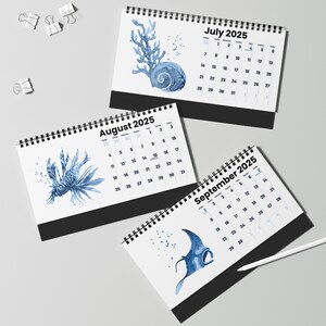 2025 Sea Creatures Desk Calendar, Watercolor Sea Fish Coral Whale ...