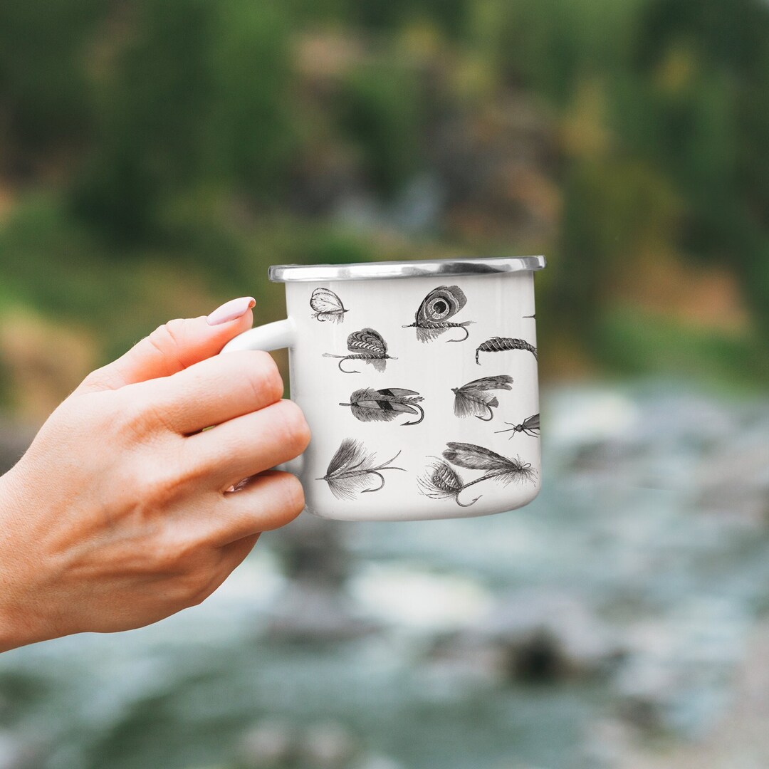 Fly Fishing Fly Enamel Mug. Trout Fishing Mug. Back Country Fishing ...