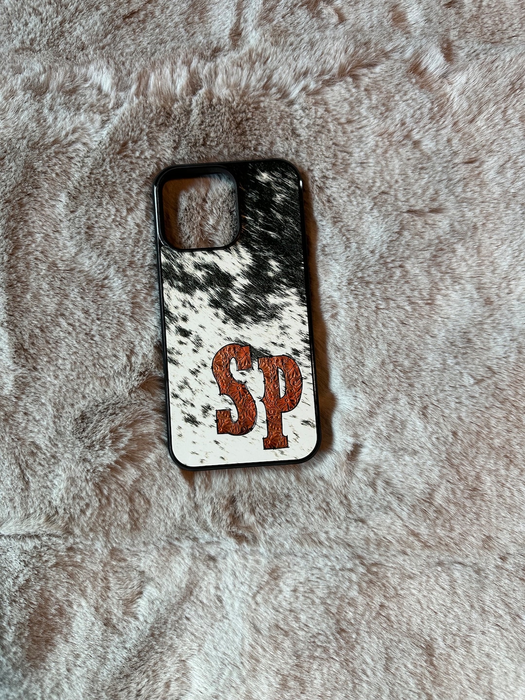 Leather & Hide Initials Phone Case (NOT REAL COWHIDE) - Etsy
