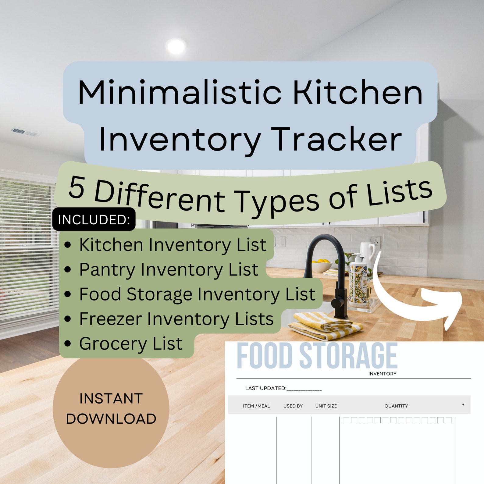 Kitchen Inventory, Food Storage Checklist, Freezer Stock List, Grocery ...