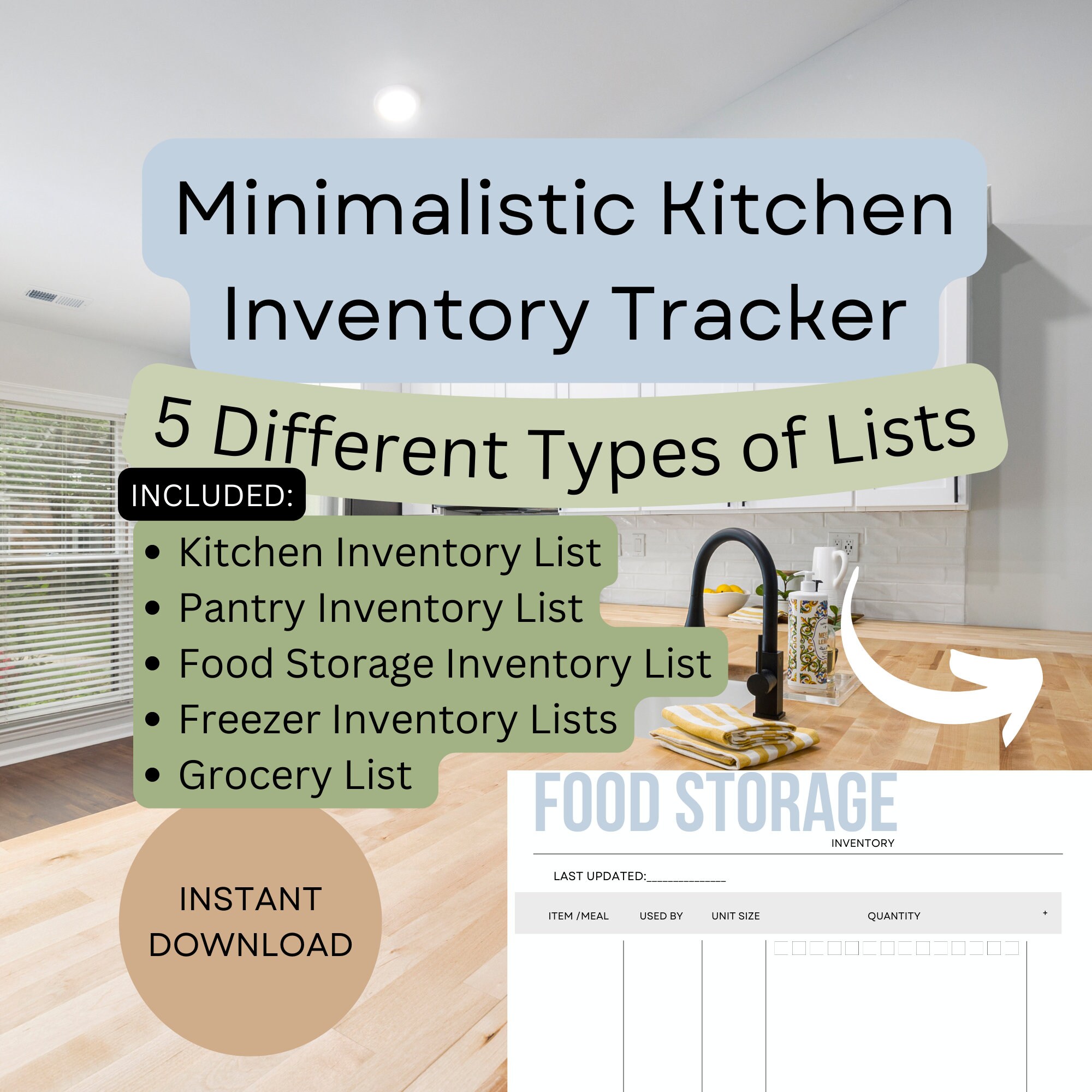 Kitchen Inventory, Food Storage Checklist, Freezer Stock List, Grocery ...
