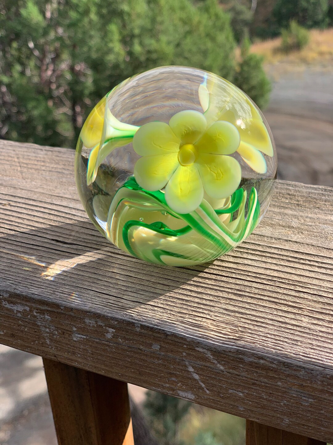 Handmade Solid Glass Paperweight With Floral Design - Etsy