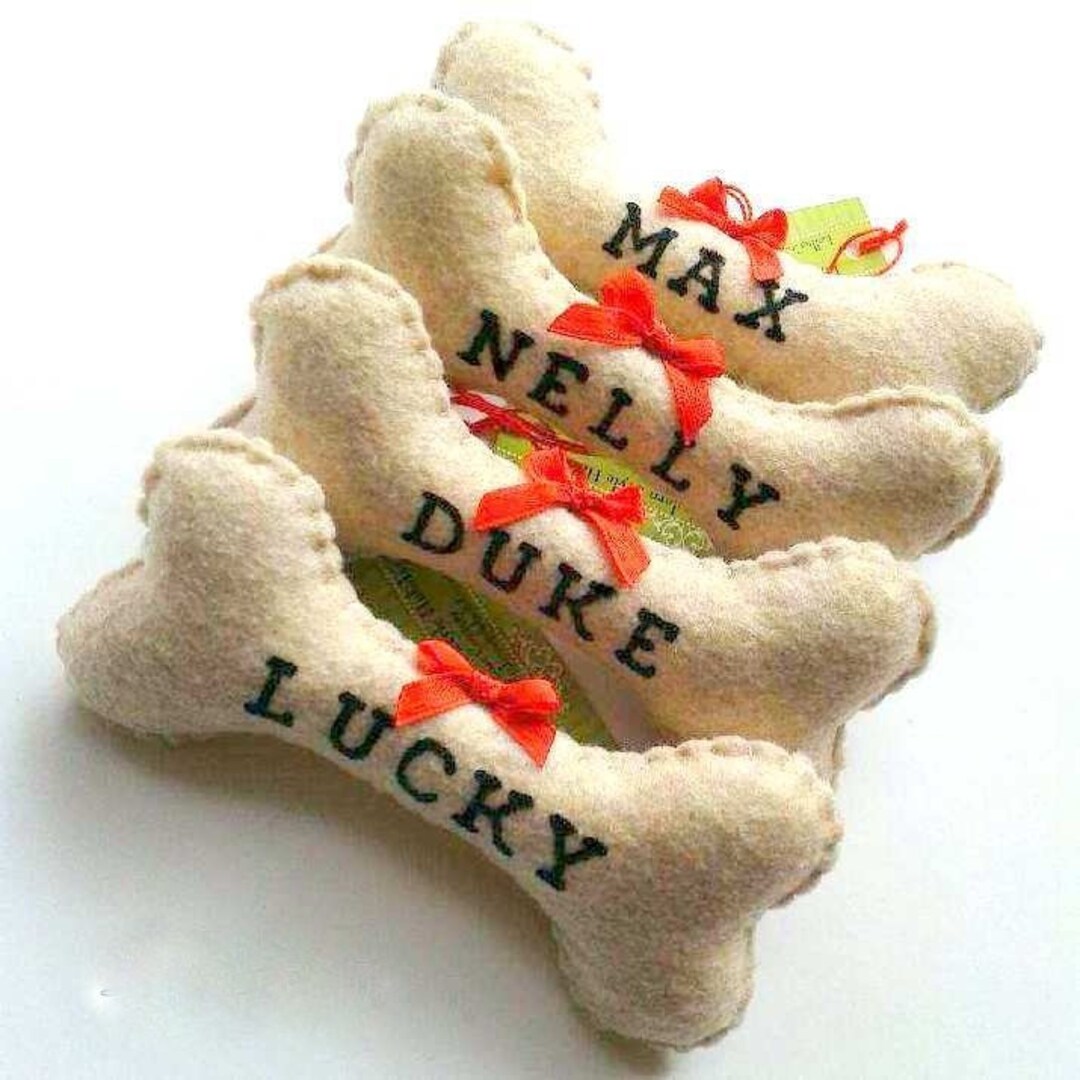 Personalized Wool Felt Dog Bone Ornament Christmas Tree Holiday Gift ...