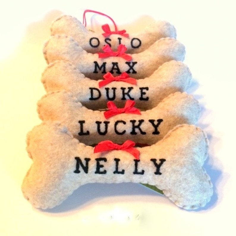 Personalized Wool Felt Dog Bone Ornament Christmas Tree Holiday Gift ...