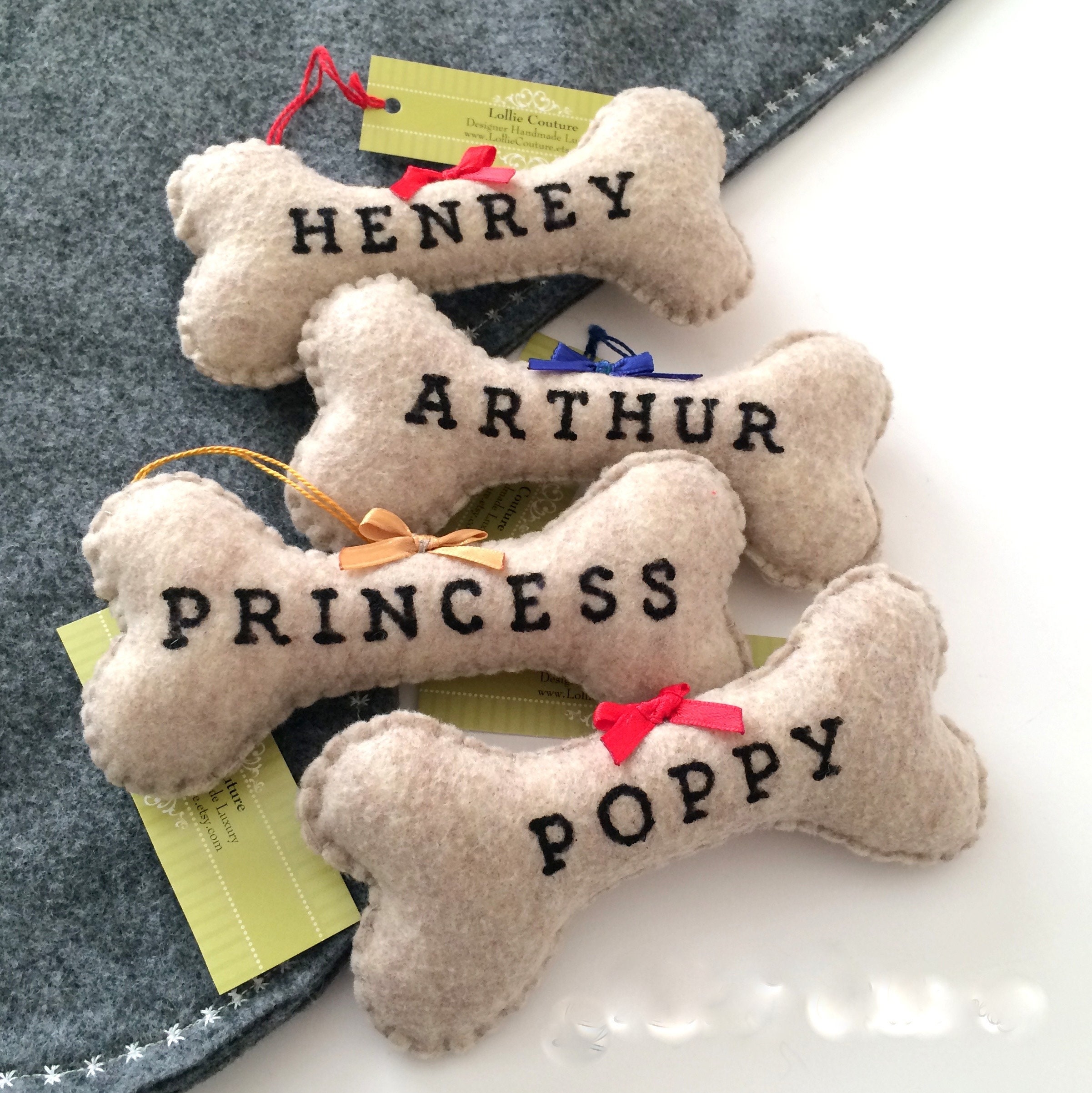 Personalized Wool Felt Dog Bone Ornament Christmas Tree Holiday Gift ...