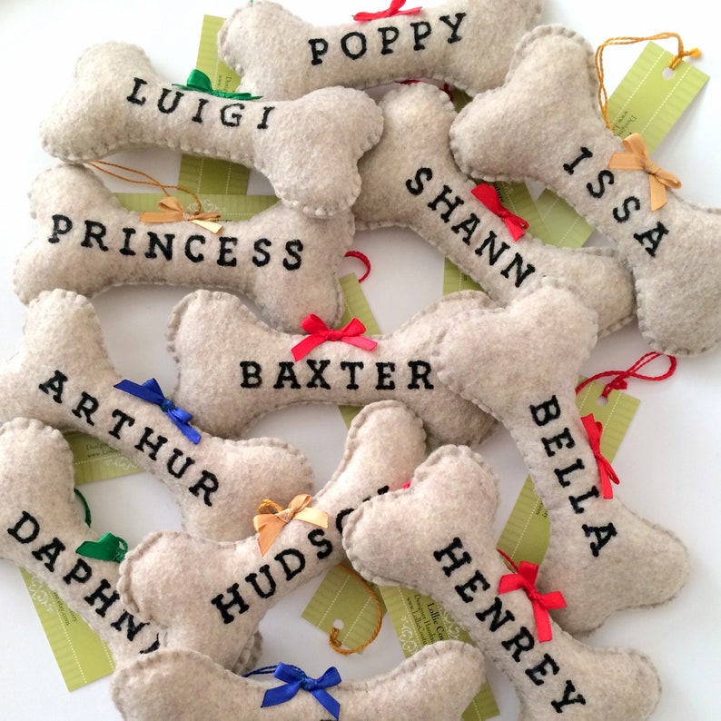 Personalized Wool Felt Dog Bone Ornament Christmas Tree Holiday Gift ...