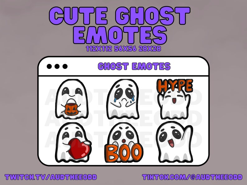 Cute Ghost Twitch Emote Set 112x112 56x56 28x28 PNG - Etsy