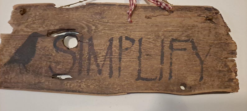Hanging simplify Sign in Black Stencil on Barnwood. 16x6 - Etsy