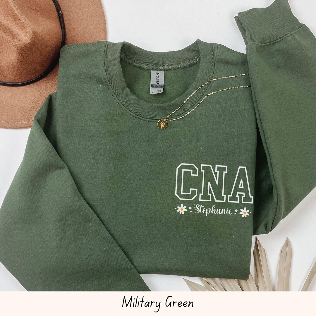 Personalized CNA Sweatshirt, Pocket Print Certified Nursing Assistant ...